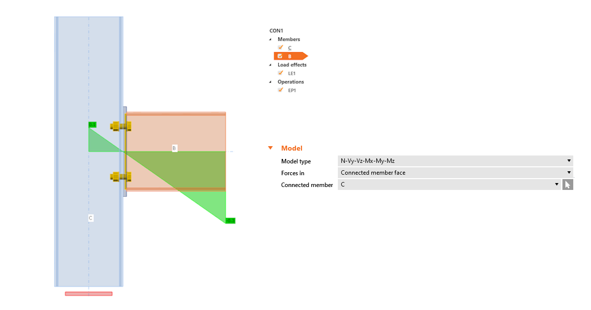 Shear force position input and visualization | IDEA StatiCa